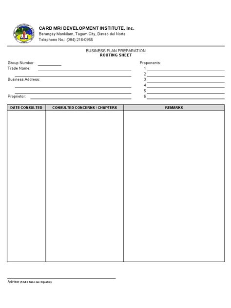 Routing Sheet Pdf
