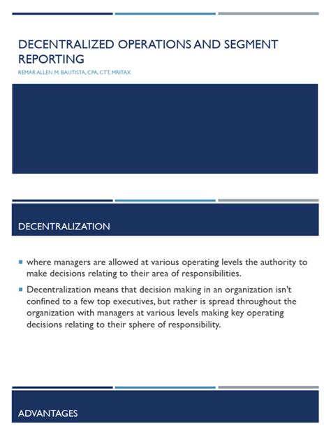 Scm Final Module Decentralized Operations And Segment Reporting Pdf Financial Economics