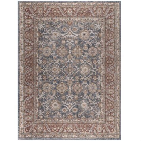 Madison Park Traditional Woven 6x9 Area Rug With Blue And Red Finish