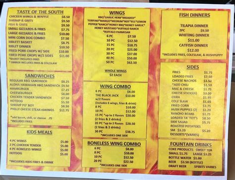 Menu At Wings Plus Restaurant Rockmart