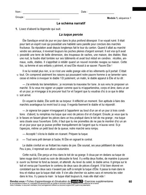 Texte Narratif Structure Français Sec 2 Pdf