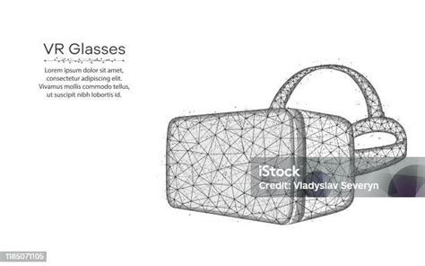 Vr 안경 낮은 폴리 디자인 가상 현실 안경 와이어 프레임 메쉬 다각형 벡터 일러스트 는 흰색 배경에 포인트와 선으로 만든 0명에 대한 스톡 벡터 아트 및 기타 이미지