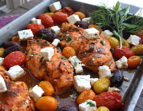 One Pan Greek Chicken With Feta Olives Tomatoes Recipe Fodmap