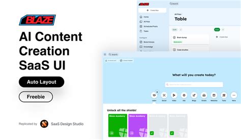 Blaze Content Creation With Ai Saas Ui Figma