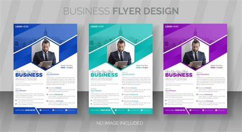 Premium Vector 3 Different Colour Modern Business Flyer Design