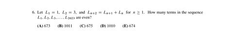 Solved 6 Let L1 1 L2 3 And Ln 2 Ln 1 Ln For N1 How Many Chegg Com