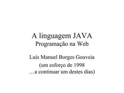 introdução à linguagem java e programação na web ppt