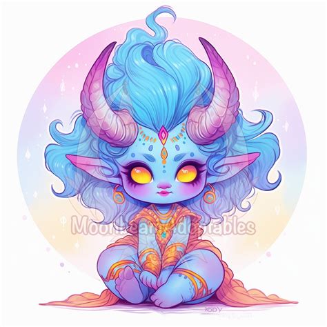 Adopt A Character Neon Pastel Imp Demon Character Adoptable Chibi Etsy