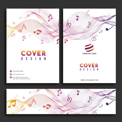 Premium Vector Music Concept Cover Design And Web Header Set