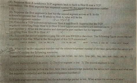Solved 1 Suppose Host A Sends Two Tcp Scgments Back To