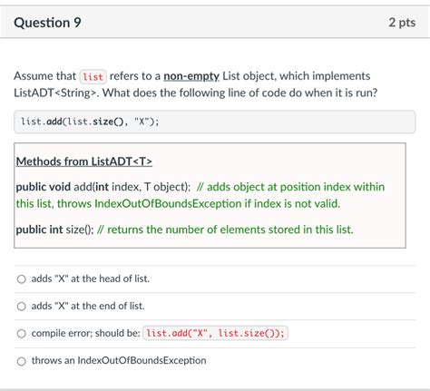 solved question 9 2 pts assume that list refers to a