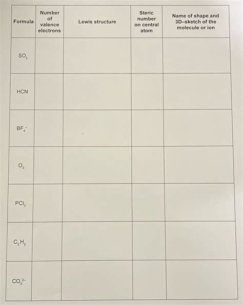 [solved] Number Steric Name Of Shape And Of Number Formula Lewis