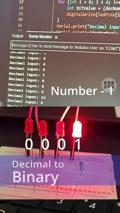 Decimal To Binary Conversion With Leds Arduino Coding Diy With Wtc Zone 001 Binary Computer