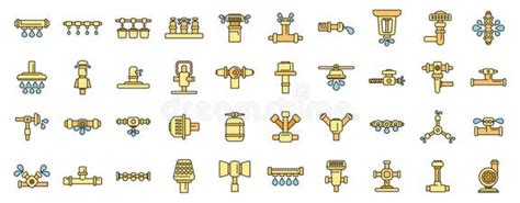 Irrigation System Icons Set Vector Color Line Stock Vector
