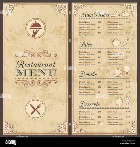 A Classic Restaurant Menu Template With Nice Icons In An Elegant Style