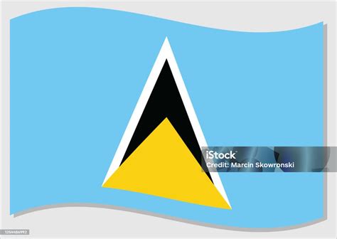 세인트 루시아 벡터 그래픽의 깃발을 흔들 성 루시안 국기 일러스트레이션을 흔들고 있습니다 바람에 세인트 루시아 국가 플래그 물결