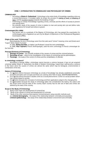 Theories OF Crime Causation CRIM TOPIC THEORY DEFINED Theory Is A