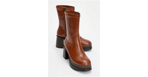 Prologue Shoes Beck Platform Block Heel Boot In Brown Lyst