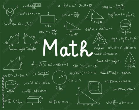 Maths Doodle Hand Drawn Mathematics Formulas On Chalkboard For Background Banner Book Cover