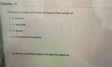 Solved Question The Atomic Number Of An Atom Is Equal To Chegg Com
