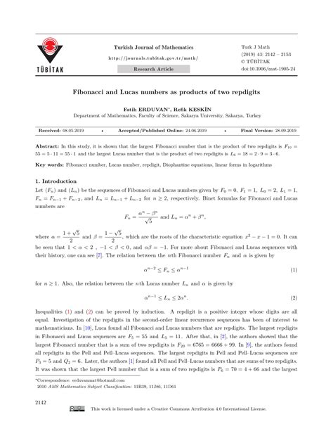 Pdf Fibonacci And Lucas Numbers As Products Of Two Repdigits
