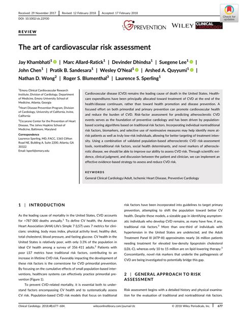 Pdf The Art Of Cardiovascular Risk Assessment