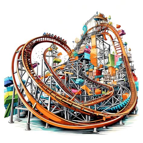 아름다운 롤러코스터 클립 아트 그림 프리미엄 사진