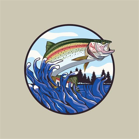 Vector Illustration Jumping Rainbow Trout 25424025 Vector Art At Vecteezy