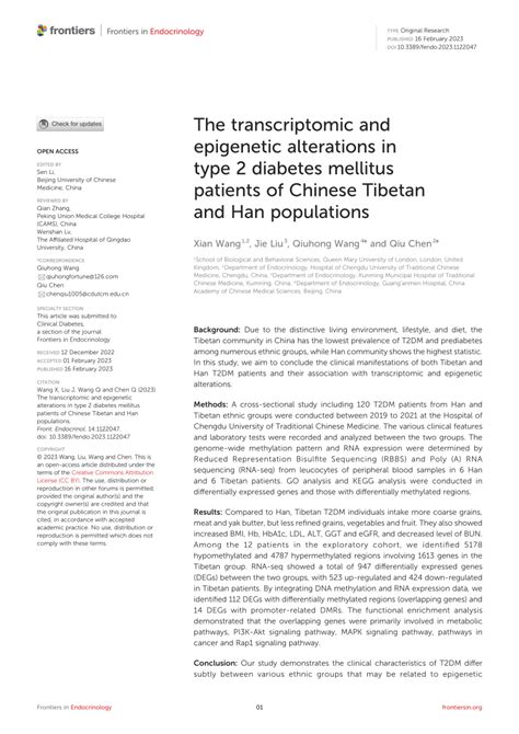Pdf The Transcriptomic And Epigenetic Alterations In Type 2 Diabetes