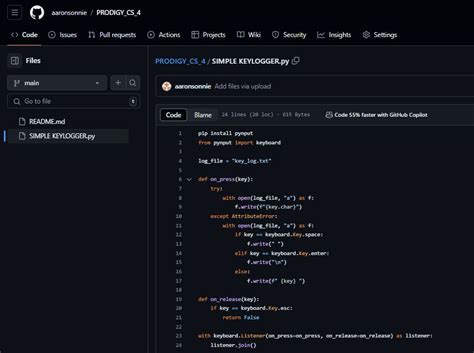 Aaron Sonnie On Linkedin Prodigyinfotech Python Keylogger Coding