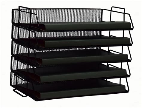 Jp Yfs A4 B4レタートレー 卓上収納ラック メッシュトレー 金属書類ラック ヨコ型 タテ型 白 黒3段 5段