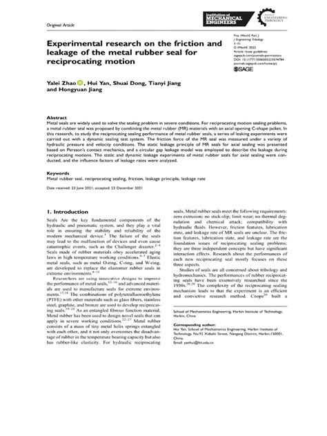 Experimental Research On The Friction And Leakage Of The Metal Rubber Seal For Reciprocating