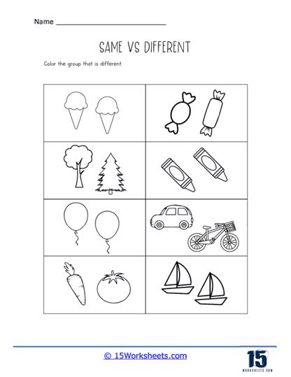 Same Or Different Preschool Matching Activity Sheets Preschool365 Worksheets Library