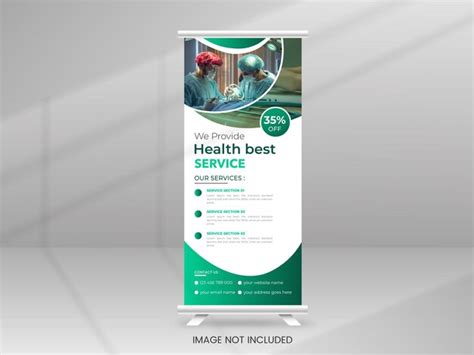 현대 의료 의료 롤업 배너 전시회 스탠드 인쇄 프리젠 테이션 전단지 프리미엄 벡터
