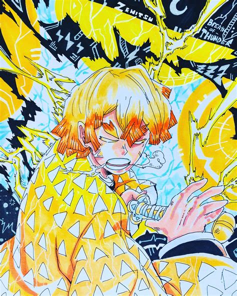 Zenitsu Art Traditional Art Fan Art