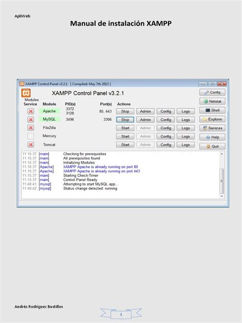 manual de instalación xampp andrés pdf