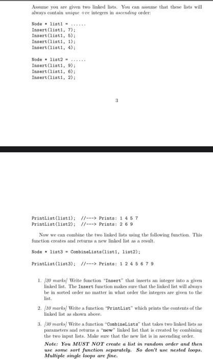 Solved Assume You Are Given Two Linked Lists You Can Assume