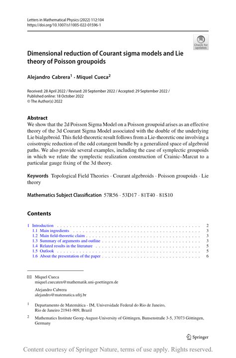 Pdf Dimensional Reduction Of Courant Sigma Models And Lie Theory Of Poisson Groupoids