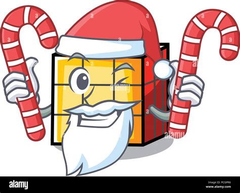 Santa With Candy Rubik Cube Mascot Cartoon Stock Vector Image And Art Alamy