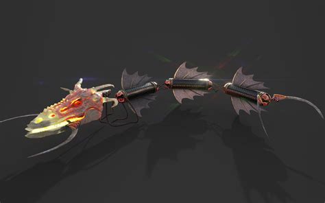 Artstation Fantasy Coiled Dragon Staff Flail Weapon
