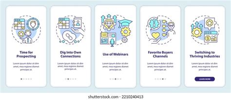 Sales Prospecting Techniques Onboarding Mobile App Stock Vector Royalty Free 2210240413
