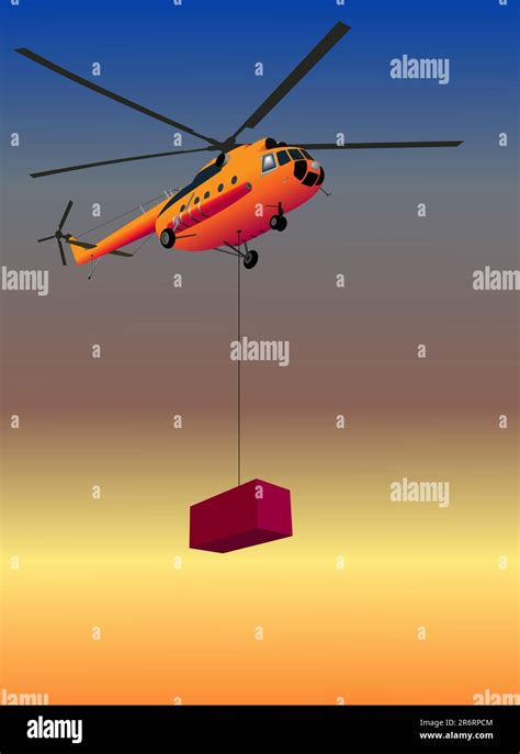 Helicopter With Red Container Stock Vector Image And Art Alamy