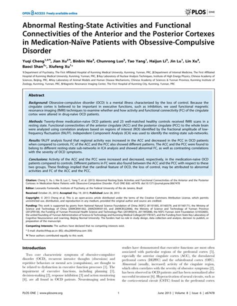 Pdf Abnormal Resting State Activities And Functional Connectivities Of The Anterior And The