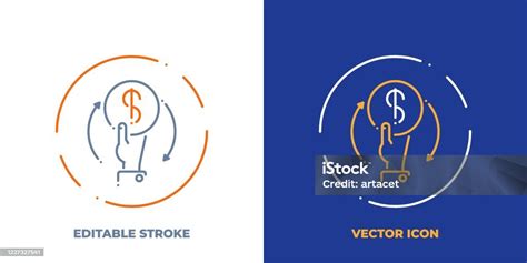 편집 가능한 스트로크와 동전 라인 아트 벡터 아이콘손으로 손을 지불의 개요 기호입니다 얇은 스트로크로 만든 투자 픽토그램 배경에 격리 Charitable Foundation