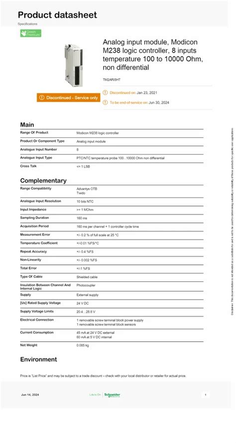 G Schneider TM ARI HT Product Picture Electric Analog Input Module For Industrial At