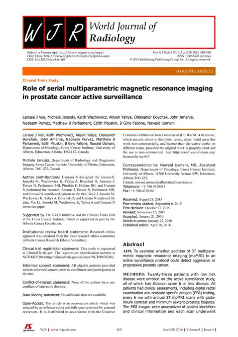 Pdf Role Of Serial Multiparametric Magnetic Resonance Imaging In