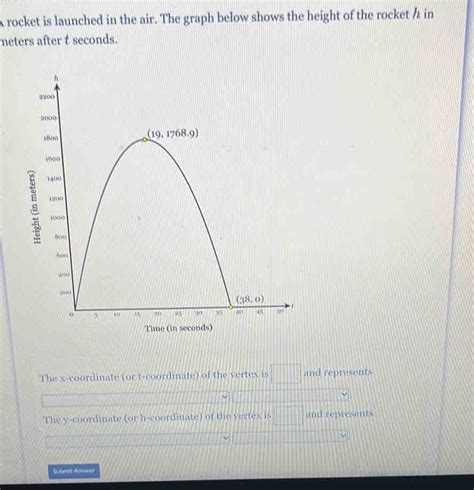 A Rocket Is Launched In The Air The Graph Below Shows The Height Of The Rocket H In Meter [algebra]