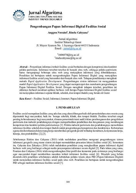 Pdf Pengembangan Papan Informasi Digital Fasilitas Sosial Anggun Nuraini