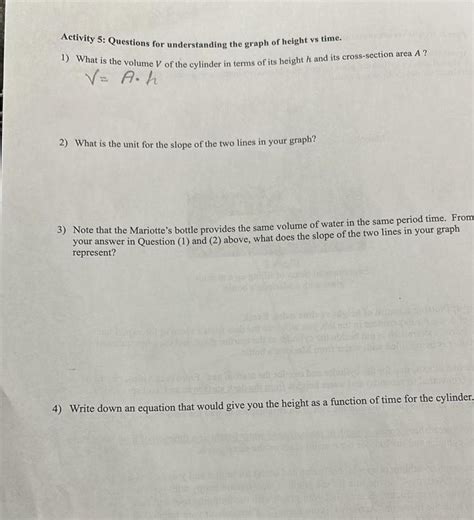 Solved Activity 5 Questions For Understanding The Graph Of