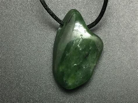 Jade Pendant 42mm Green Nephrite Jade Stone Polished And Large Hole